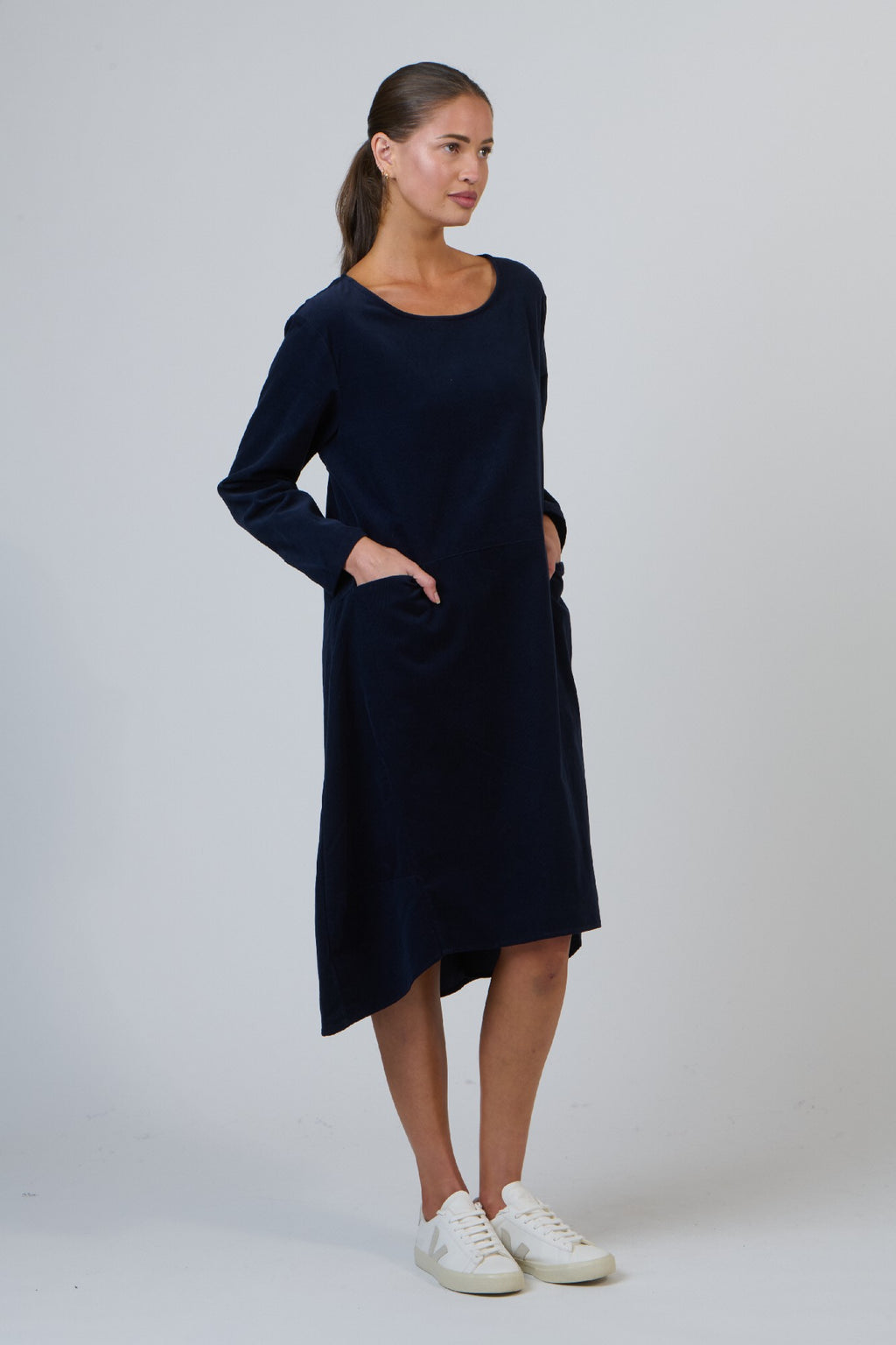 Namastai Winter Dress - Navy Fine Cord | Pink Poppies Australia