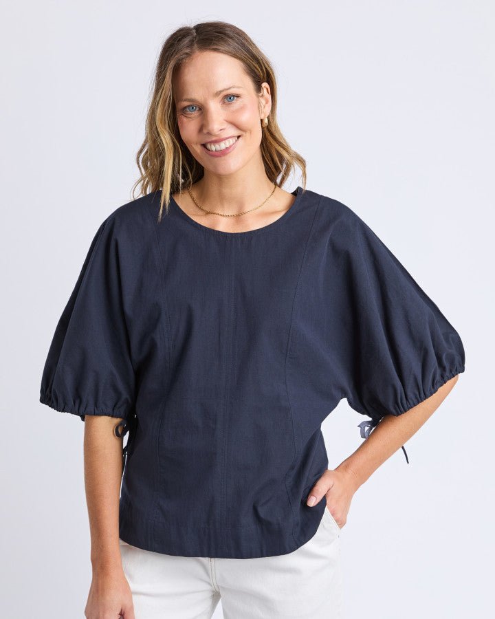 Elm Top Marie Navy | Pink Poppies Australia